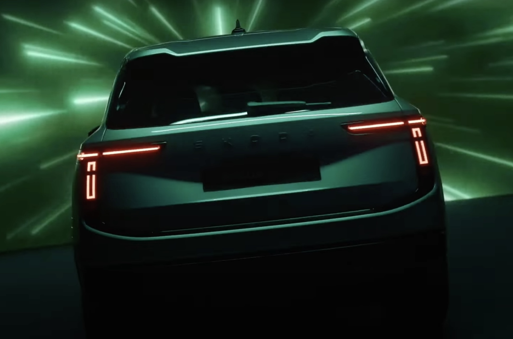 Le futur grand SUV électrique de Skoda en vue arrière.