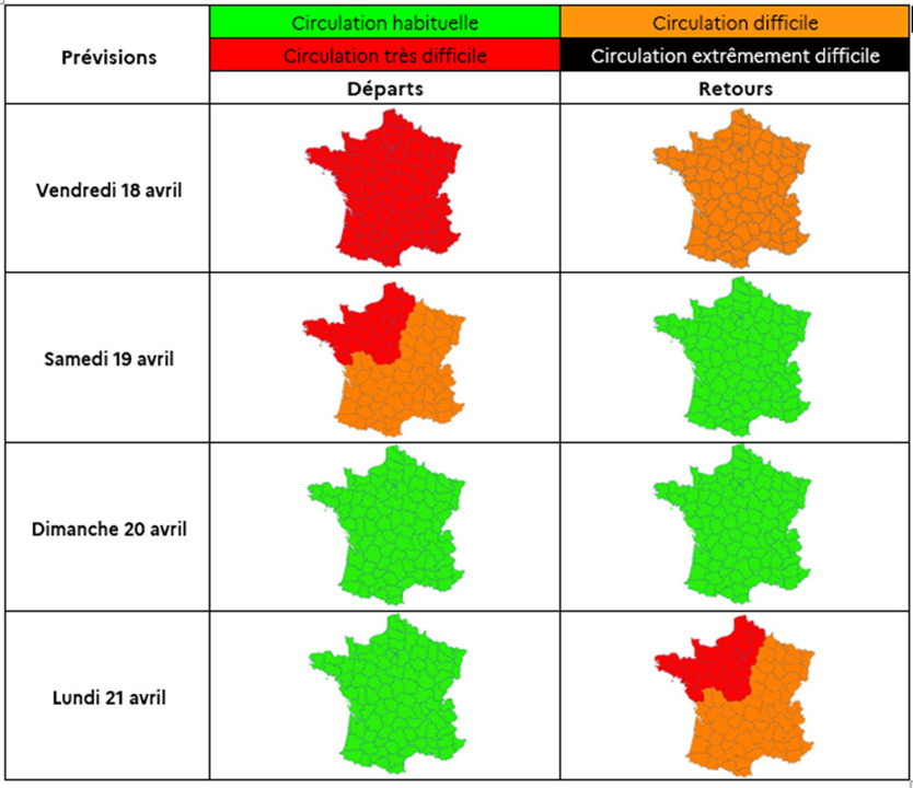 Prévisions de circulation : le week-end de Pâques fait virer la France au rouge
